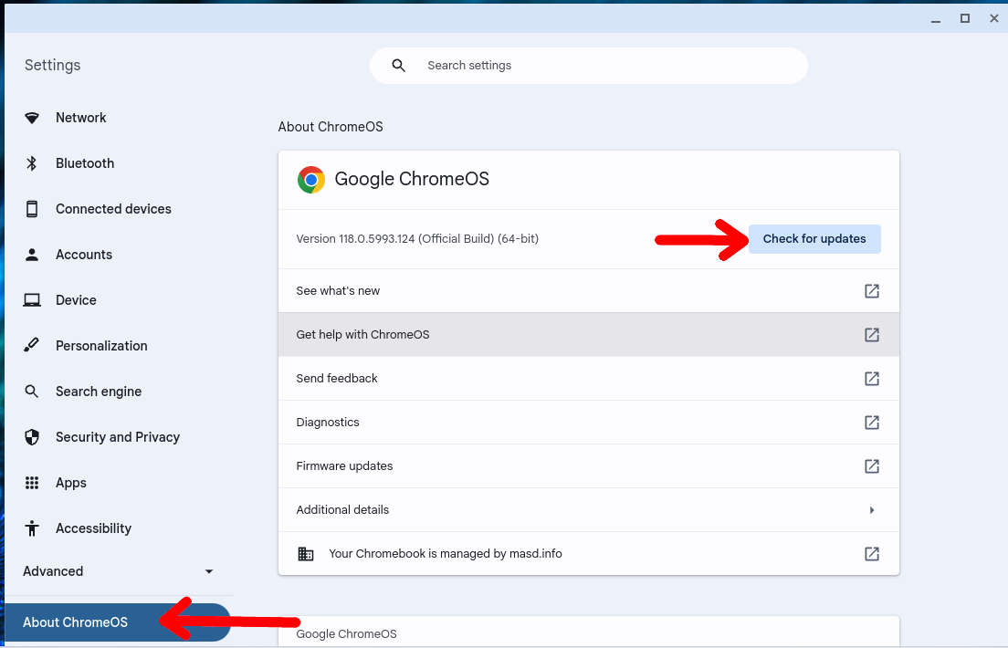 Updating a Chromebook – MASD Help Center